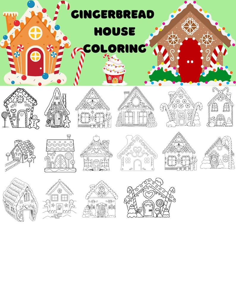 100 Printable Gingerbread House Coloring Pages | Instant Download| Kids ...