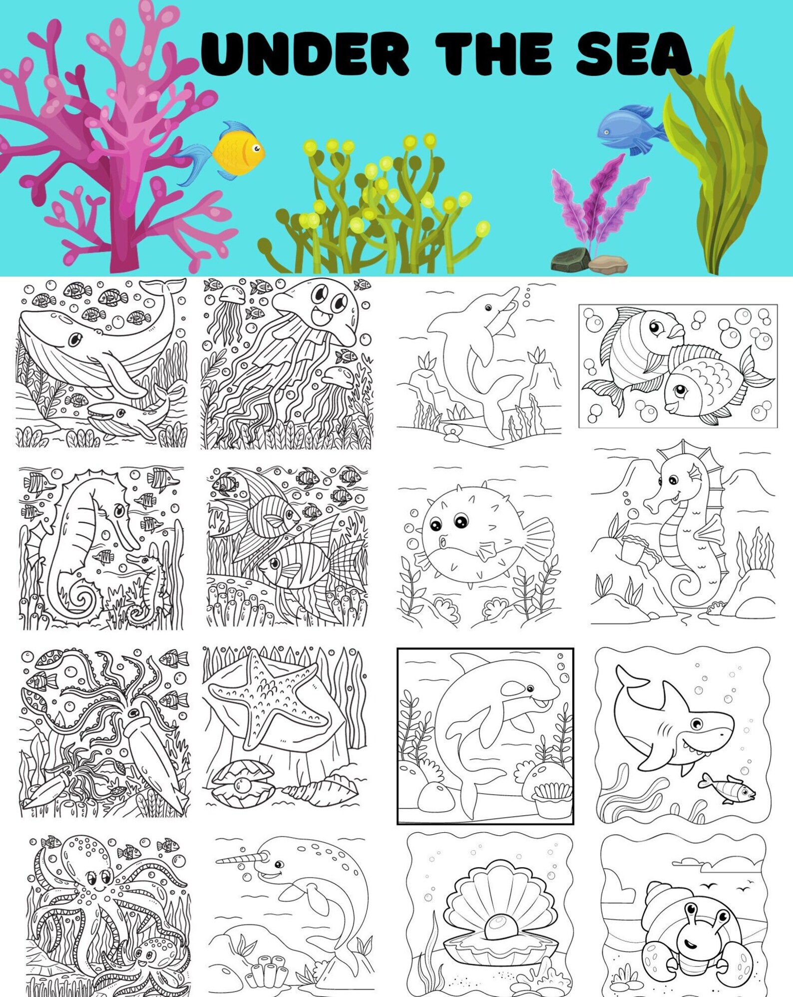 100 Printable Under the Sea Coloring Pages Instant Download Kids Ocean ...