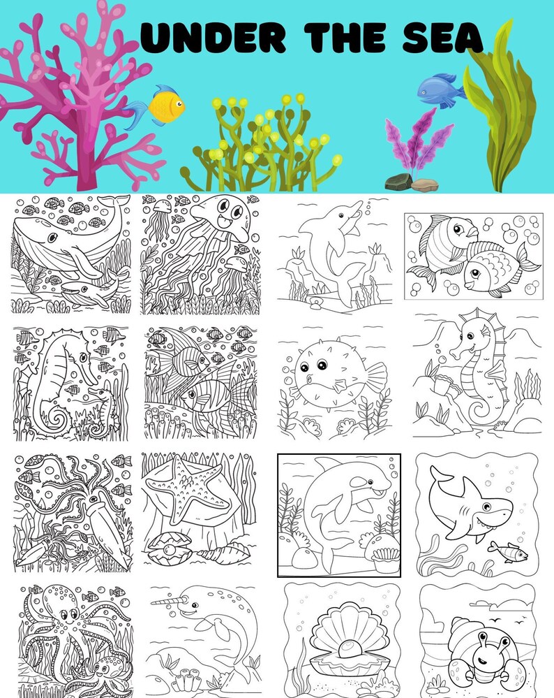 100 Printable Under the Sea Coloring Pages | Instant Download | Kids ...
