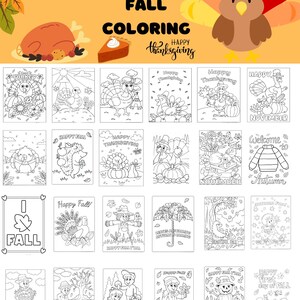 105 Printable Thanksgiving Fall Coloring Pages | Instant Download ...