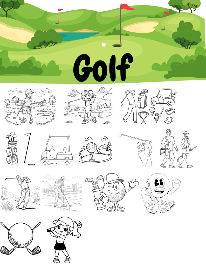 100 Printable Golf Coloring Pages | Instant Download | Kids Golf ...