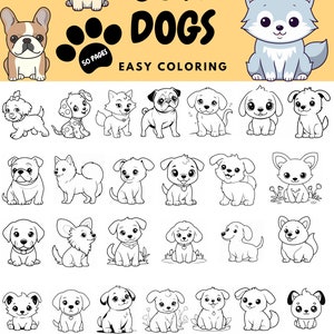 50 Printable Cute Dogs Coloring Pages | Instant Download | Kids Dog ...