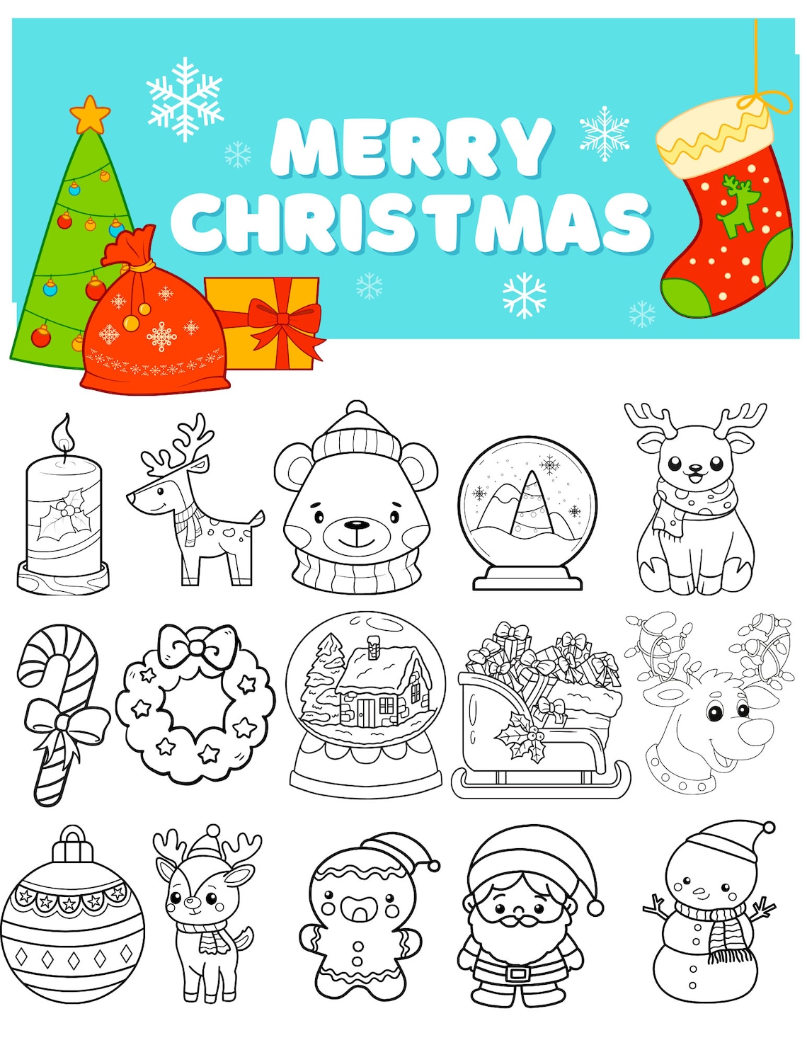 100 Printable Christmas Coloring Pages | Instant Download| Kids ...