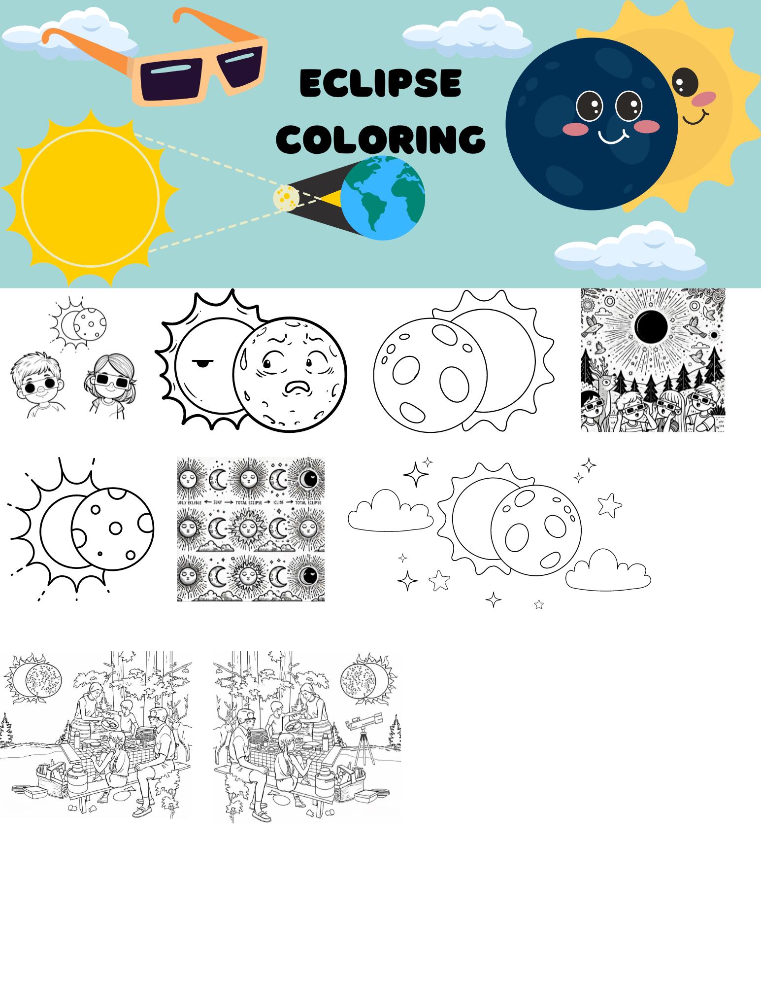 52 Printable Solar Eclipse Coloring Pages | Instant Download | Kids ...