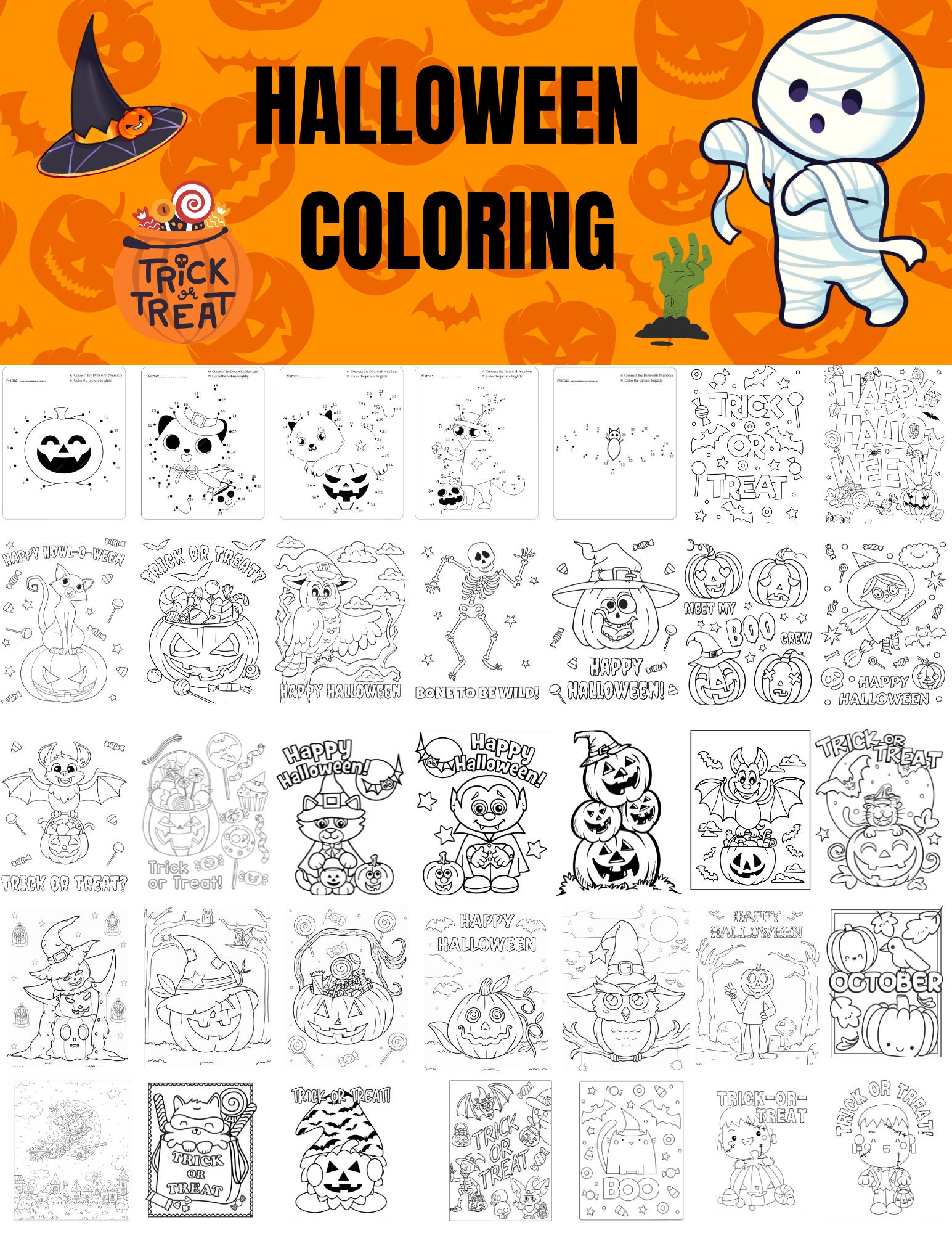 200 Printable Halloween Coloring Pages | Instant Download| Kids ...