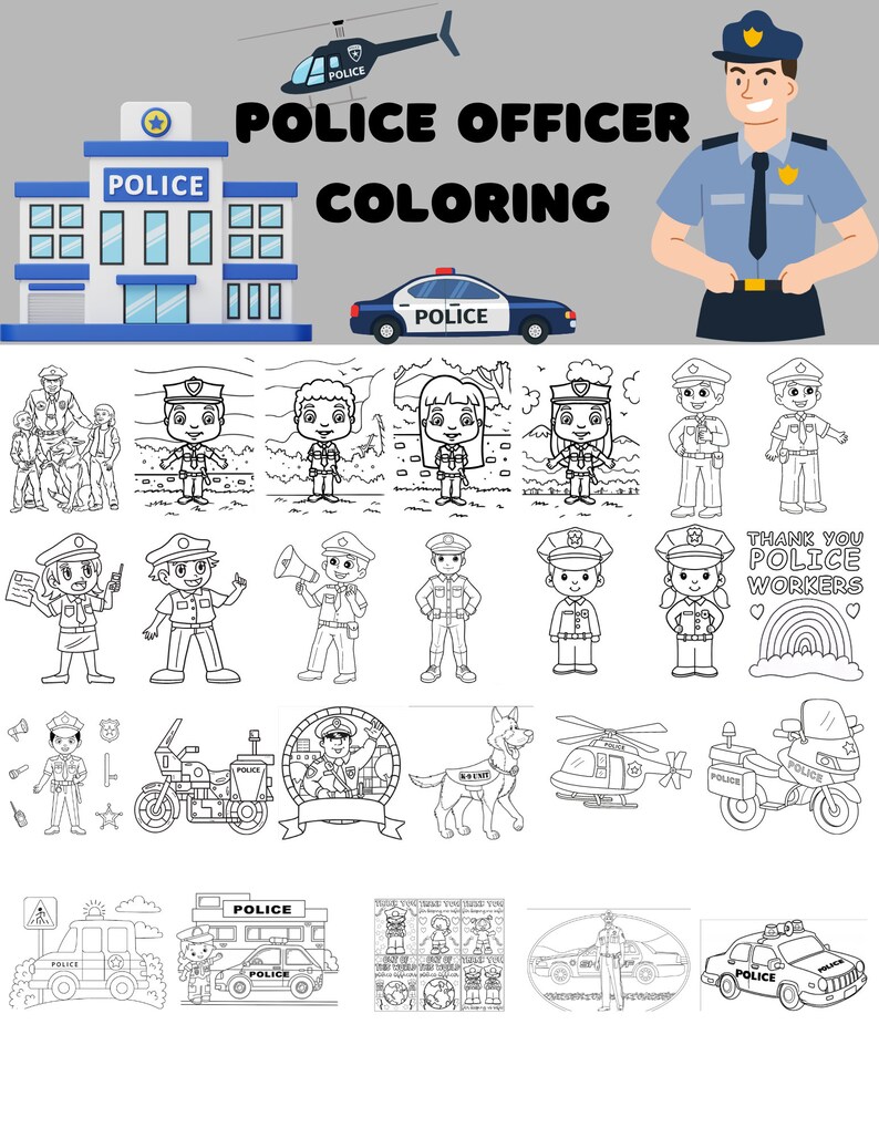 100 Printable Police Coloring Pages Instant Download Police First ...