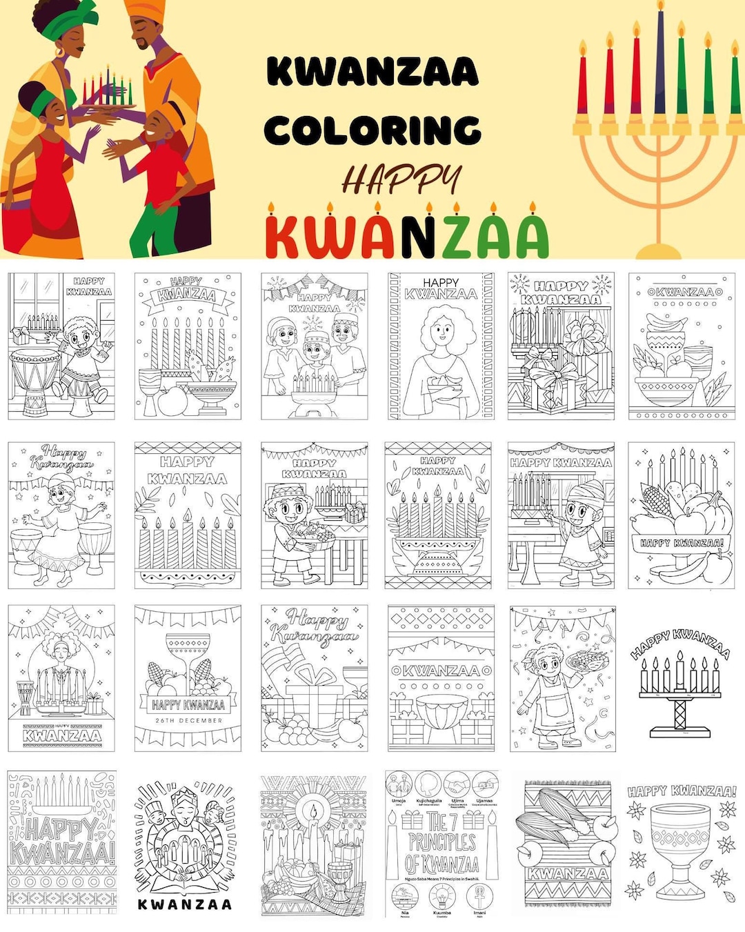 101 Printable Kwanzaa Coloring Pages | Instant Download | Kwanzaa | 7 ...