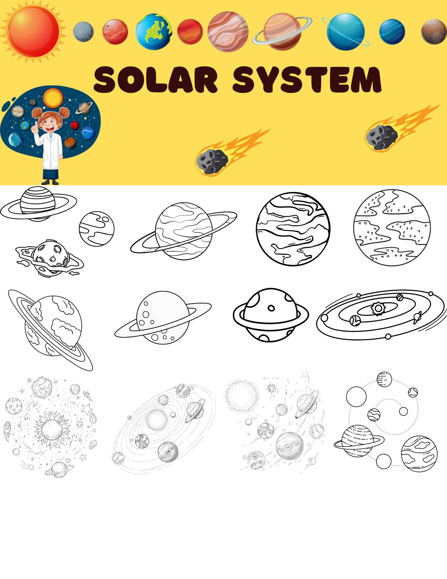 100 Printable Solar System Coloring Pages | Instant Download | Kids ...