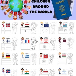80 Printable Children Around the World Coloring Pages | Instant ...