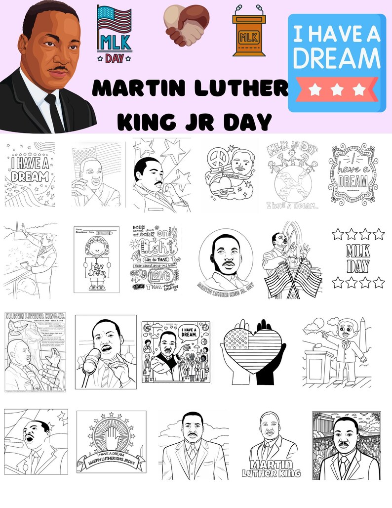 100 Printable MLK Day Coloring Pages | Instant Download | Kids Activity ...
