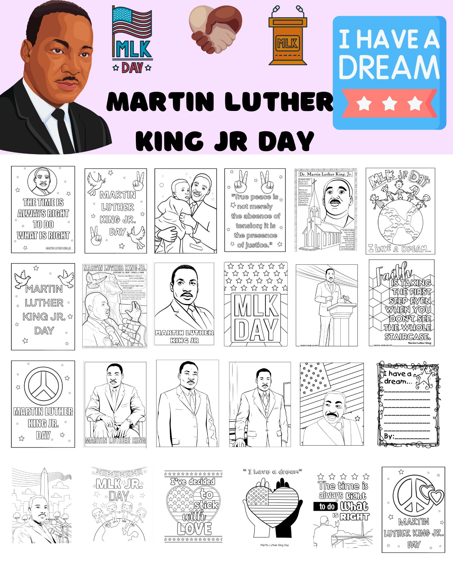 100 Printable MLK Day Coloring Pages | Instant Download | Kids Activity ...