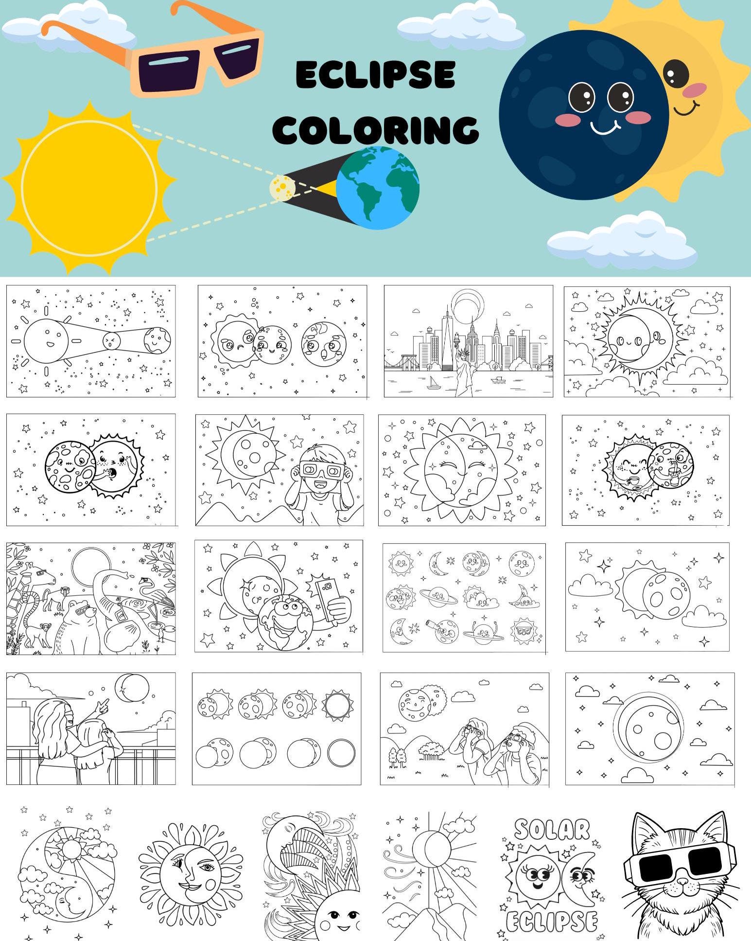 52 Printable Solar Eclipse Coloring Pages | Instant Download | Kids ...