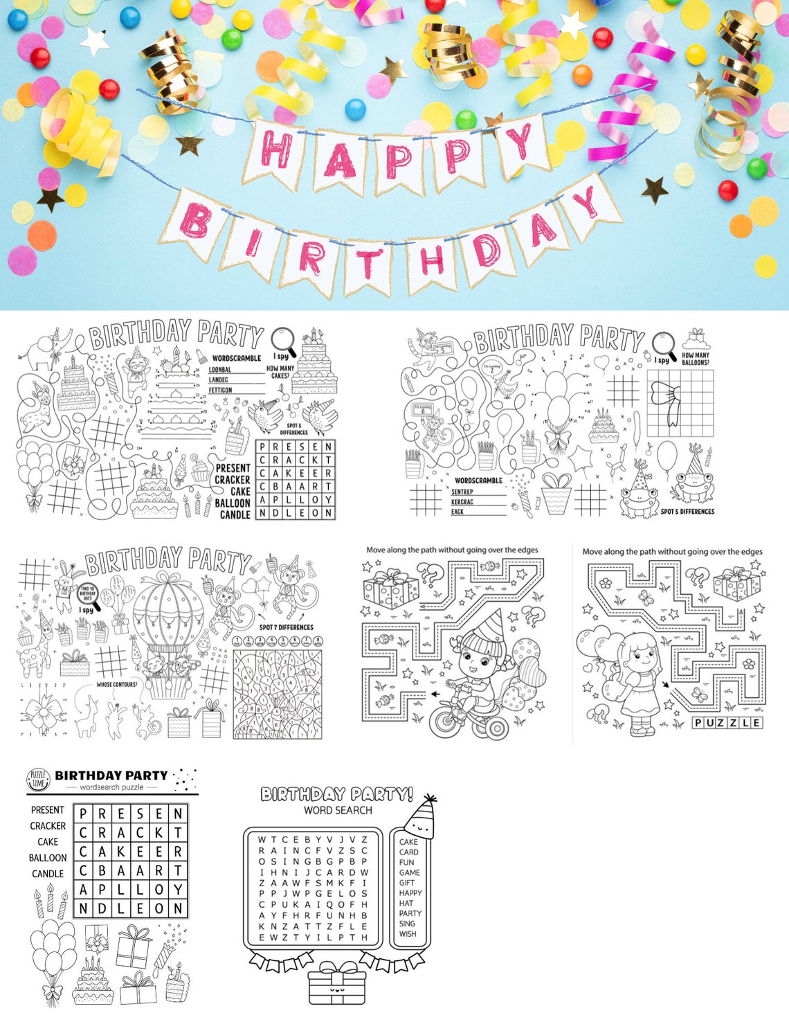 100 Printable Happy Birthday Coloring Pages | Instant Download| Kids ...
