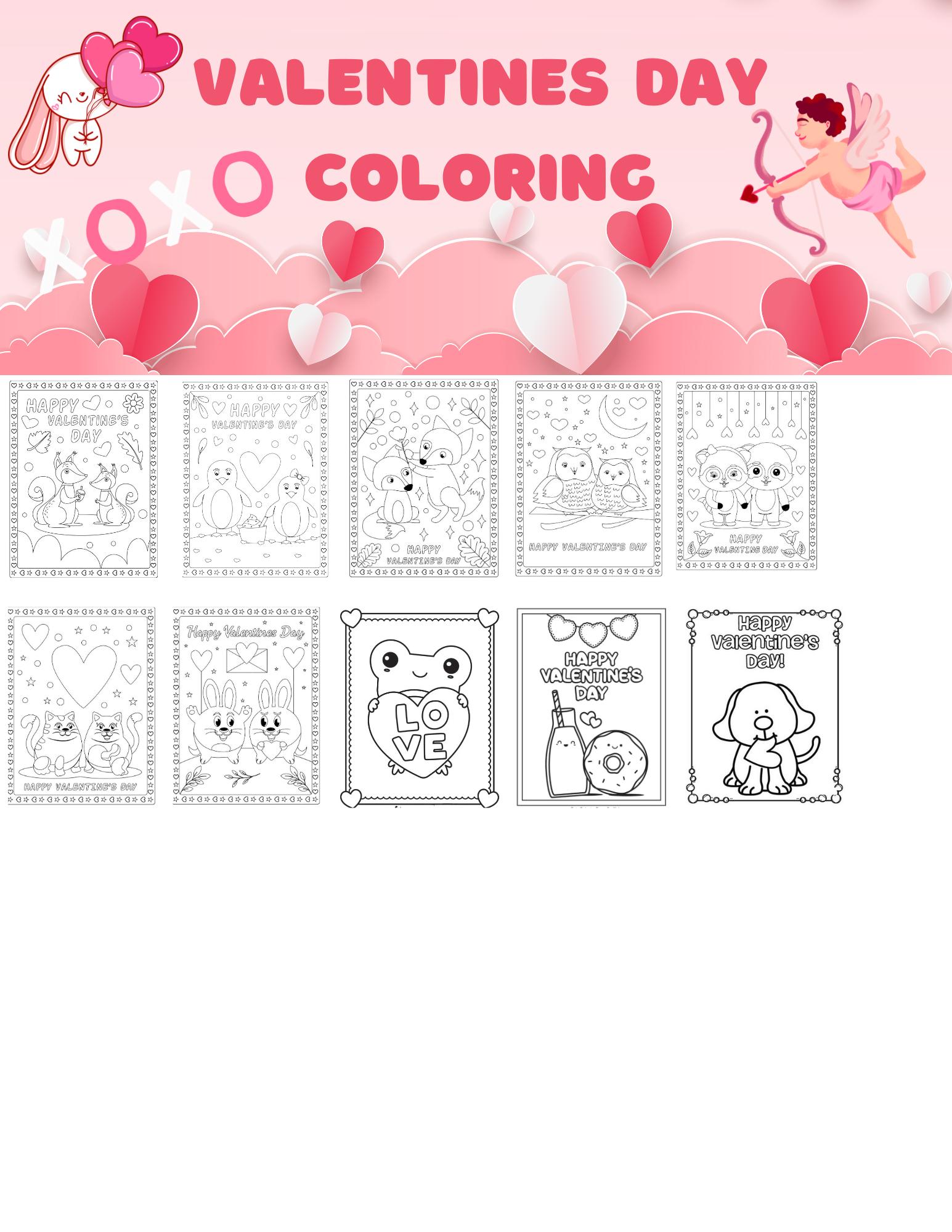 102 Printable Cute Valentines Coloring Pages |instant Download | Kids ...