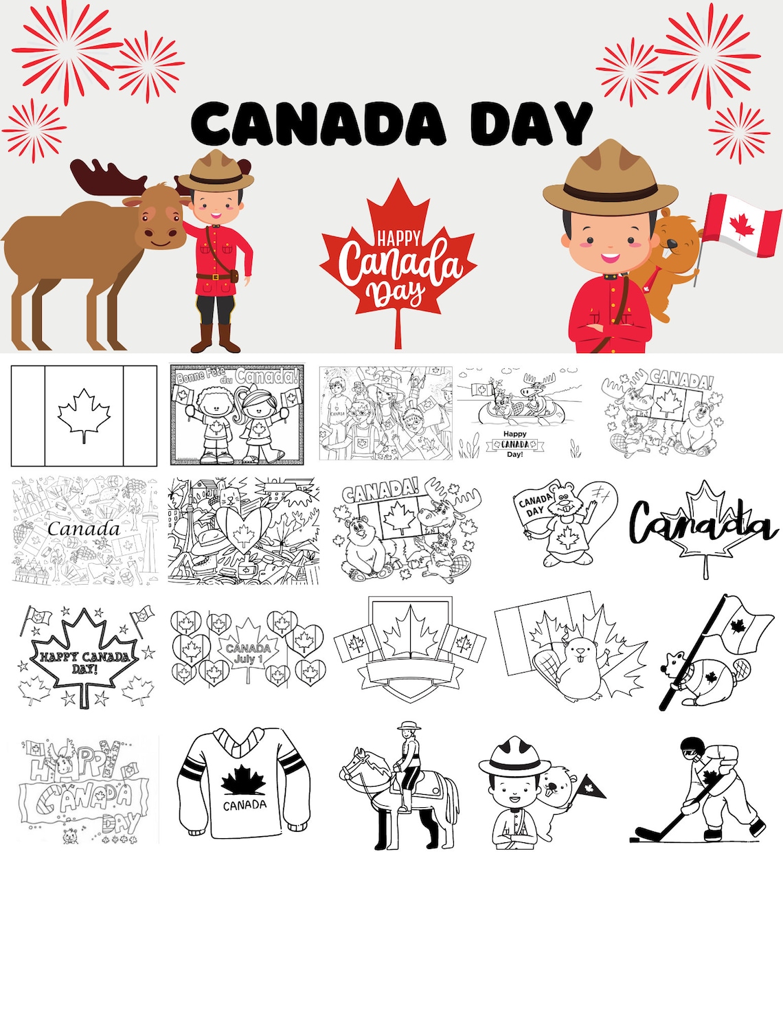 100 Printable Canada Day Coloring Pages | Instant Download | Kids ...