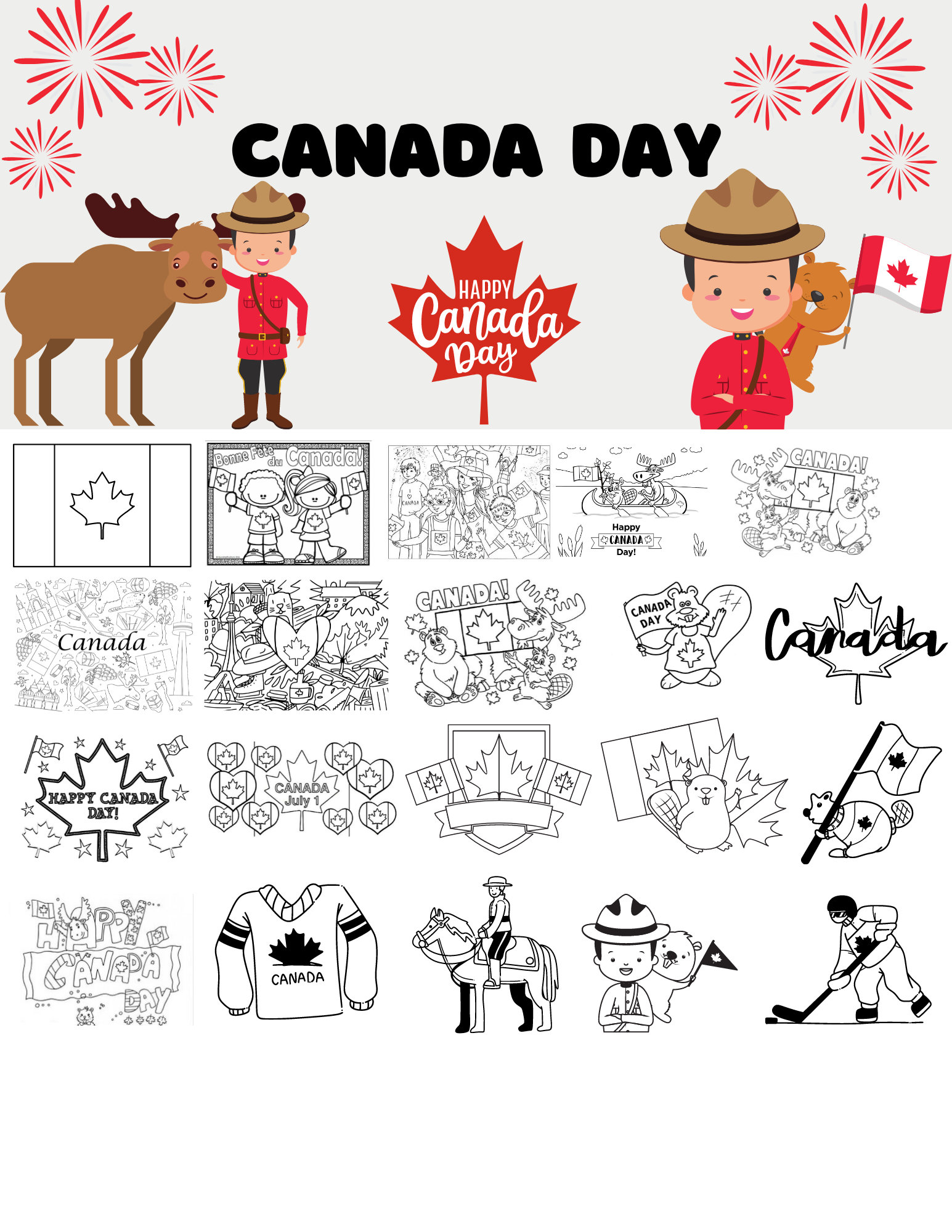 100 Printable Canada Day Coloring Pages | Instant Download | Kids ...