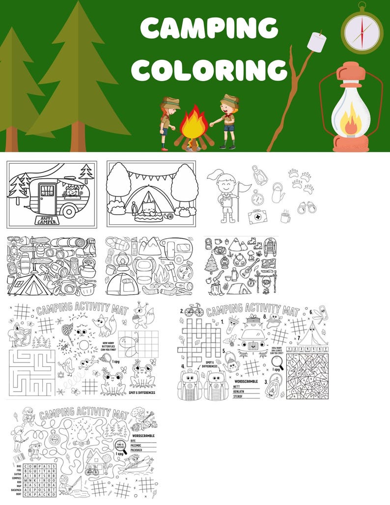 100 Printable Camping Coloring Pages | Instant Download | Adventure ...