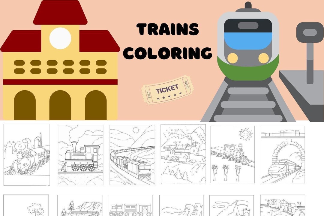 100 Printable Trains Coloring Pages | Instant Download| Kids Activity ...
