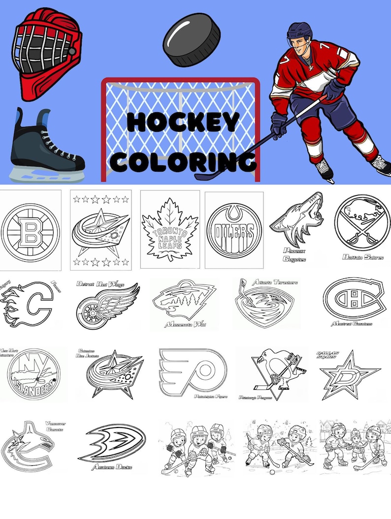 100 Printable Hockey Coloring Pages | Instant Download | Kids Sports ...