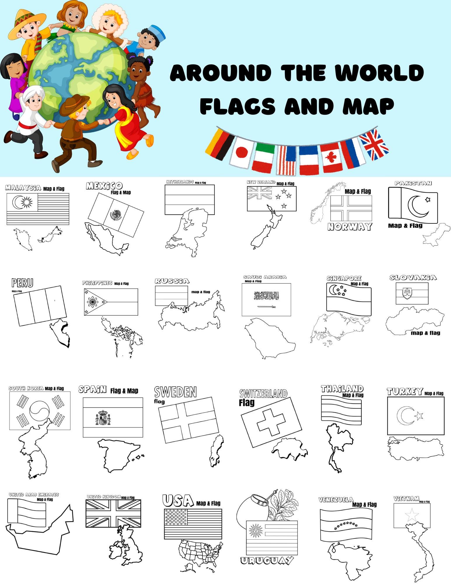 Banderas Del Mundo Para Colorear Dibujos De Banderas Para Niños