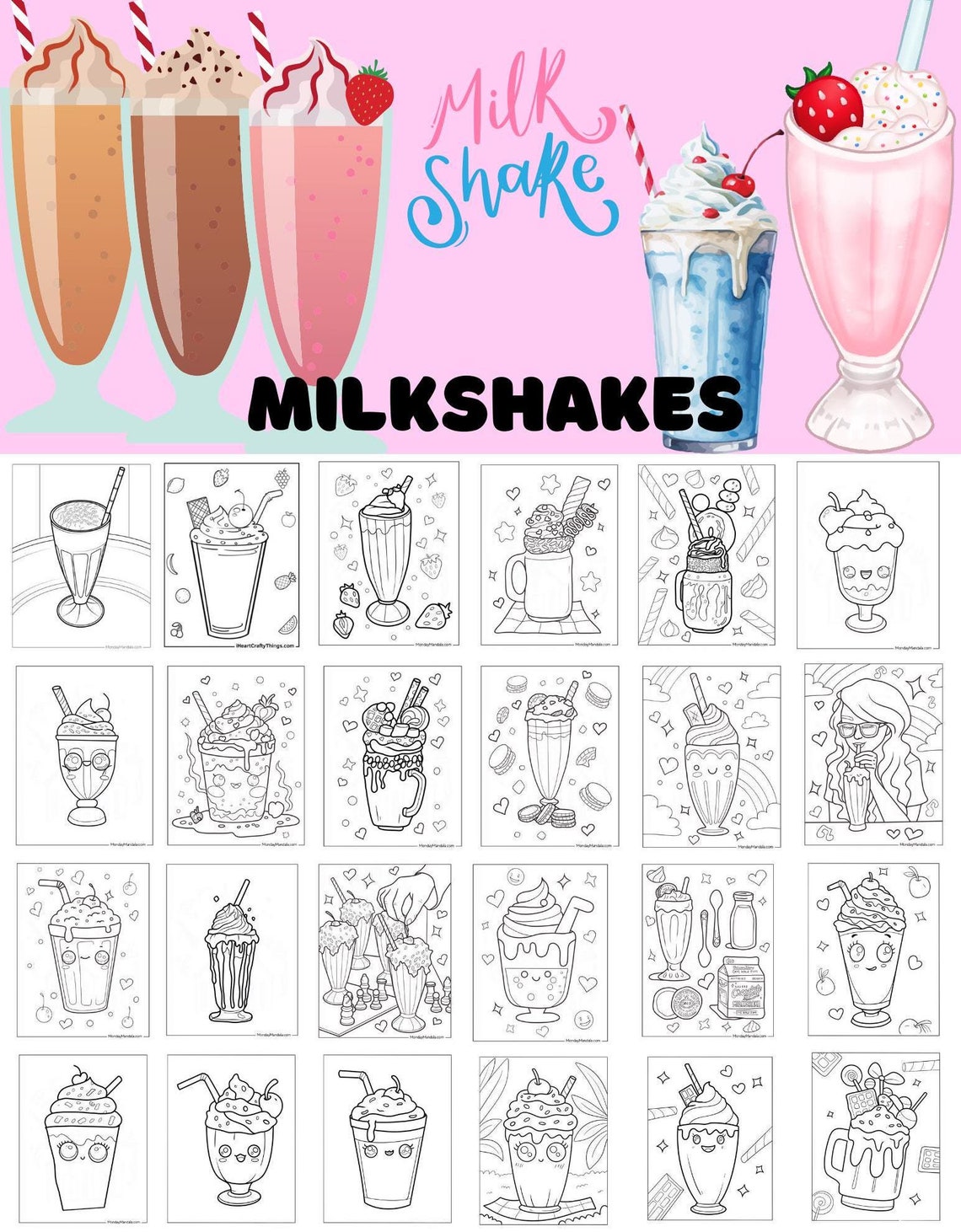 100 Printable Milkshake Coloring Pages | Instant Download | Kids ...