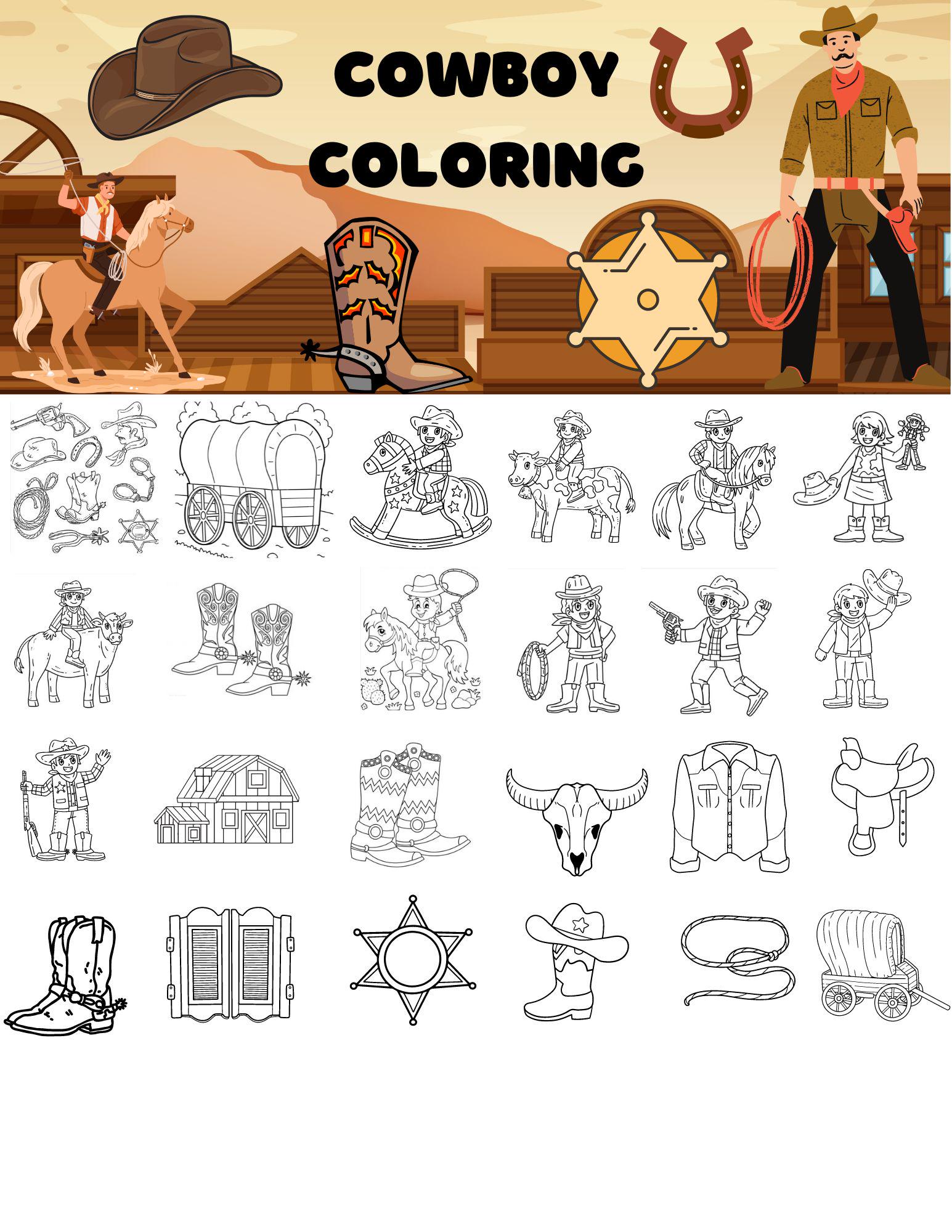 113 Printable Western Coloring Pages | Instant Download | Cowboy ...