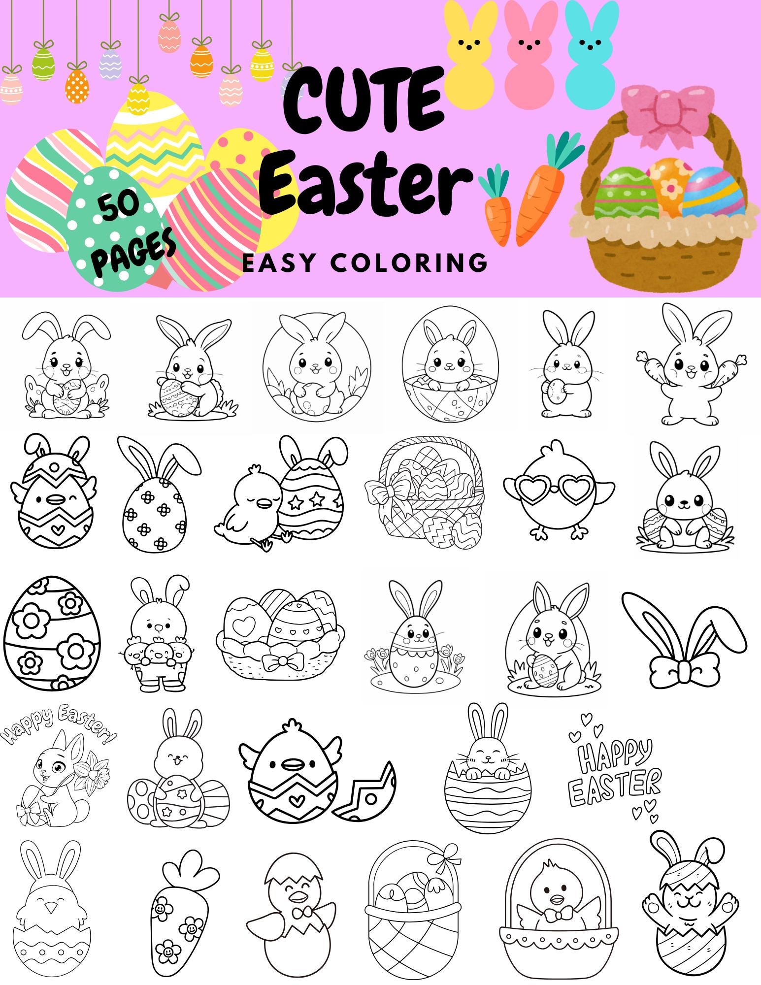 51 Printable Cute Easter Coloring Pages | Instant Download | Kids ...