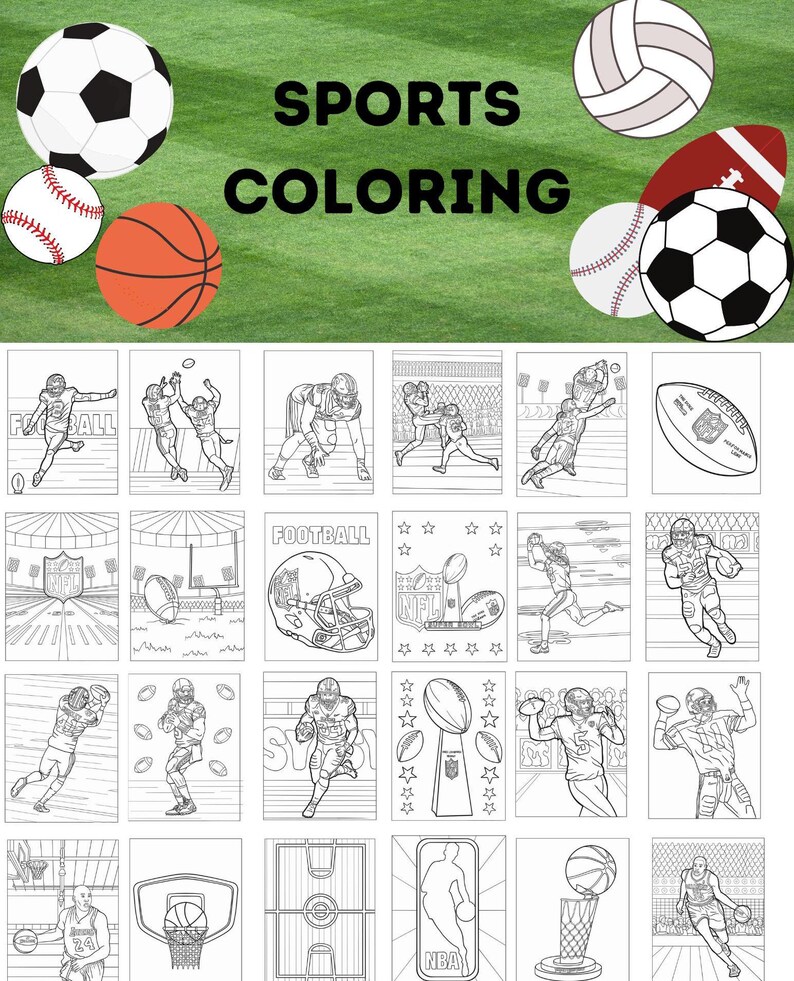 100 Printable Sports Coloring Pages | Instant Download | Kids Sports ...