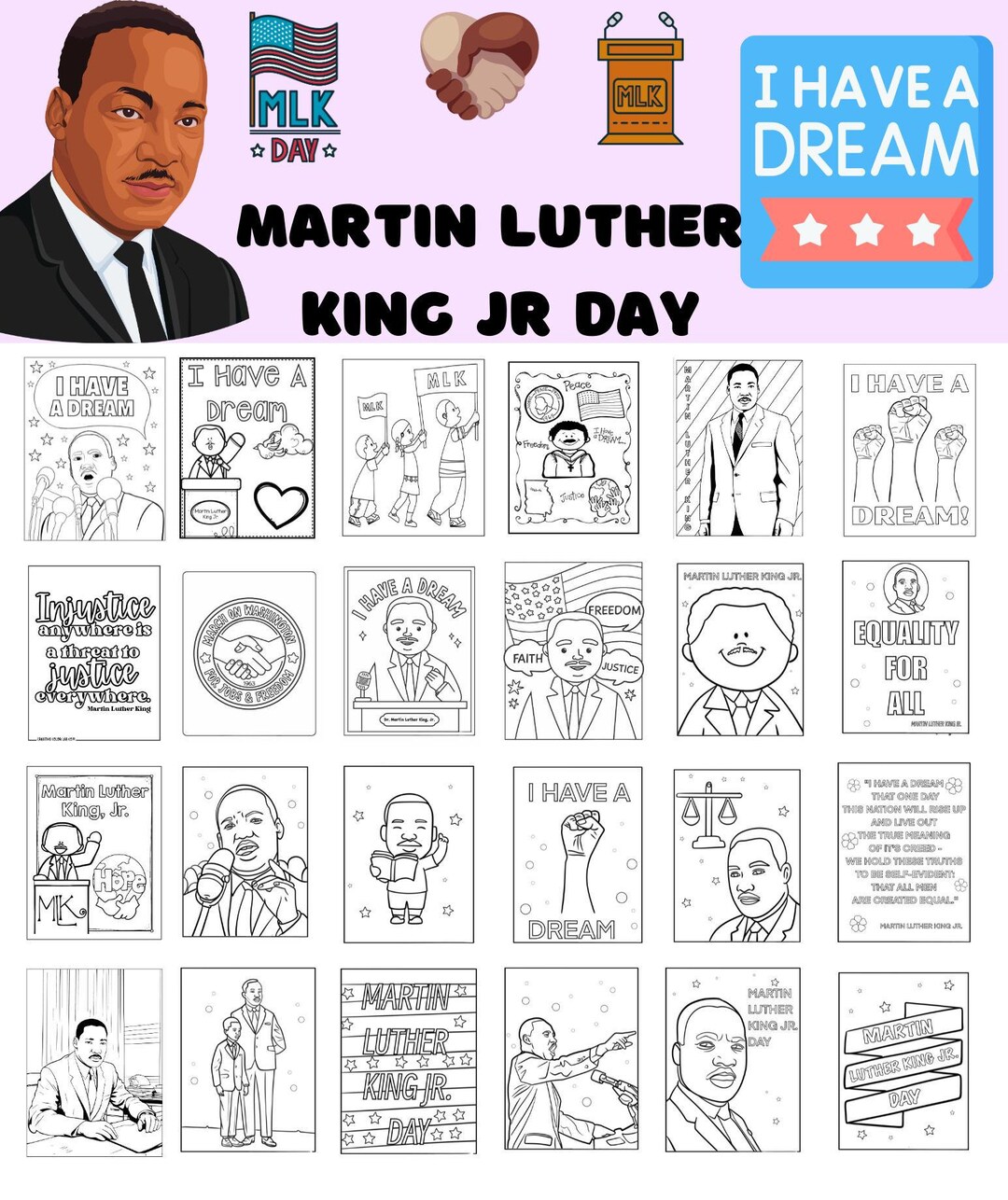 100 Printable MLK Day Coloring Pages | Instant Download | Kids Activity ...