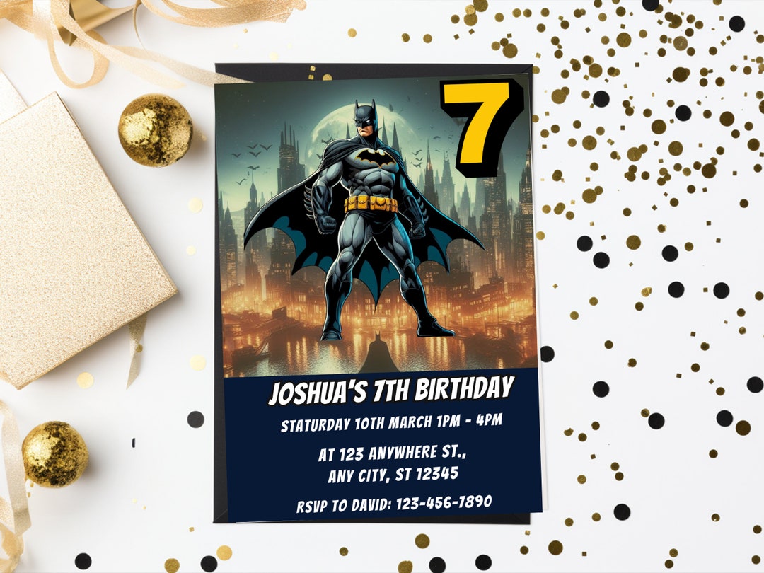 Batman Editable Party Invitation Perfect for Your Superhero Theme Party ...