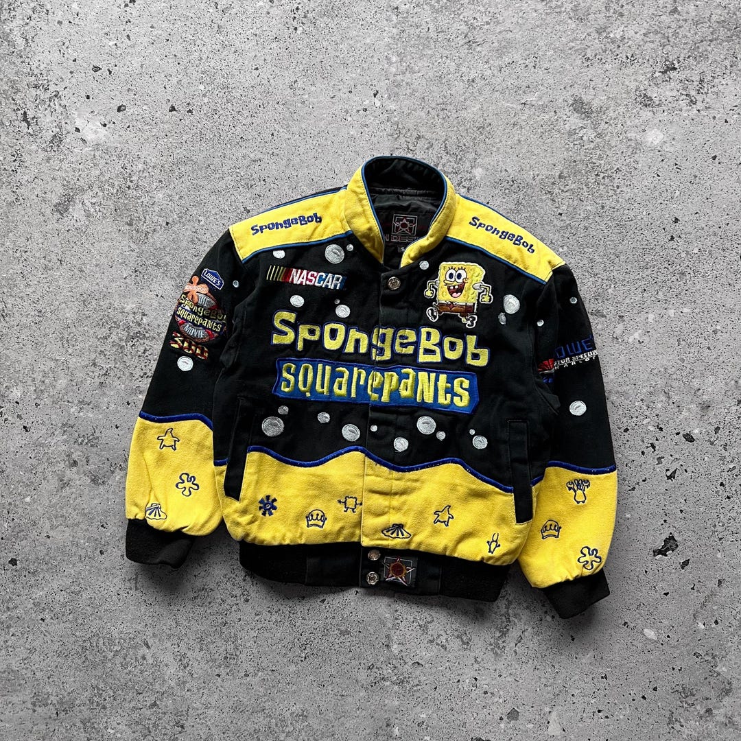 Jeff Hamilton Sponge Bob Kids Nascar Vintage 90s Embroidered Print ...
