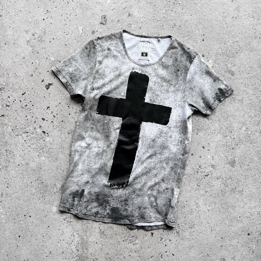 SMOG Mens Short Sleeve Print Cross Slim Fit Shirt Size S/M - Etsy