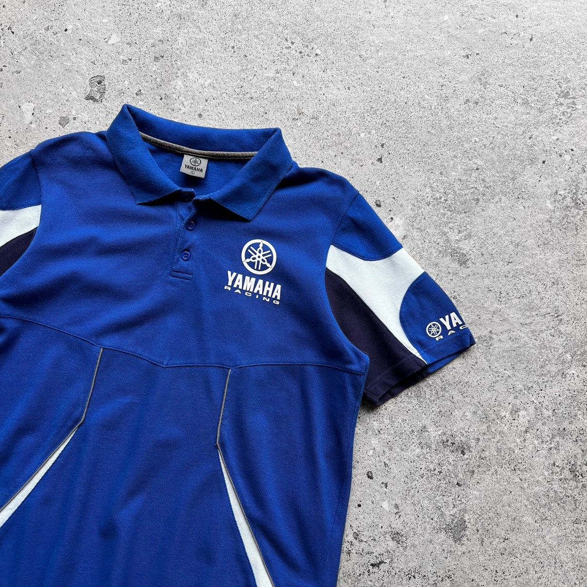 Yamaha Racing Vintage Men's Blue/white Short Sleeve Polo Shirt Big ...