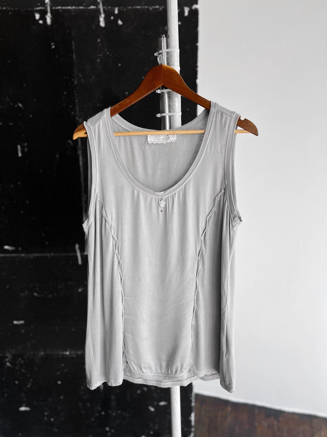 Elisa Cavaletti Sono Italiano Womens Viscose Gray Sleeveless Tank Top ...