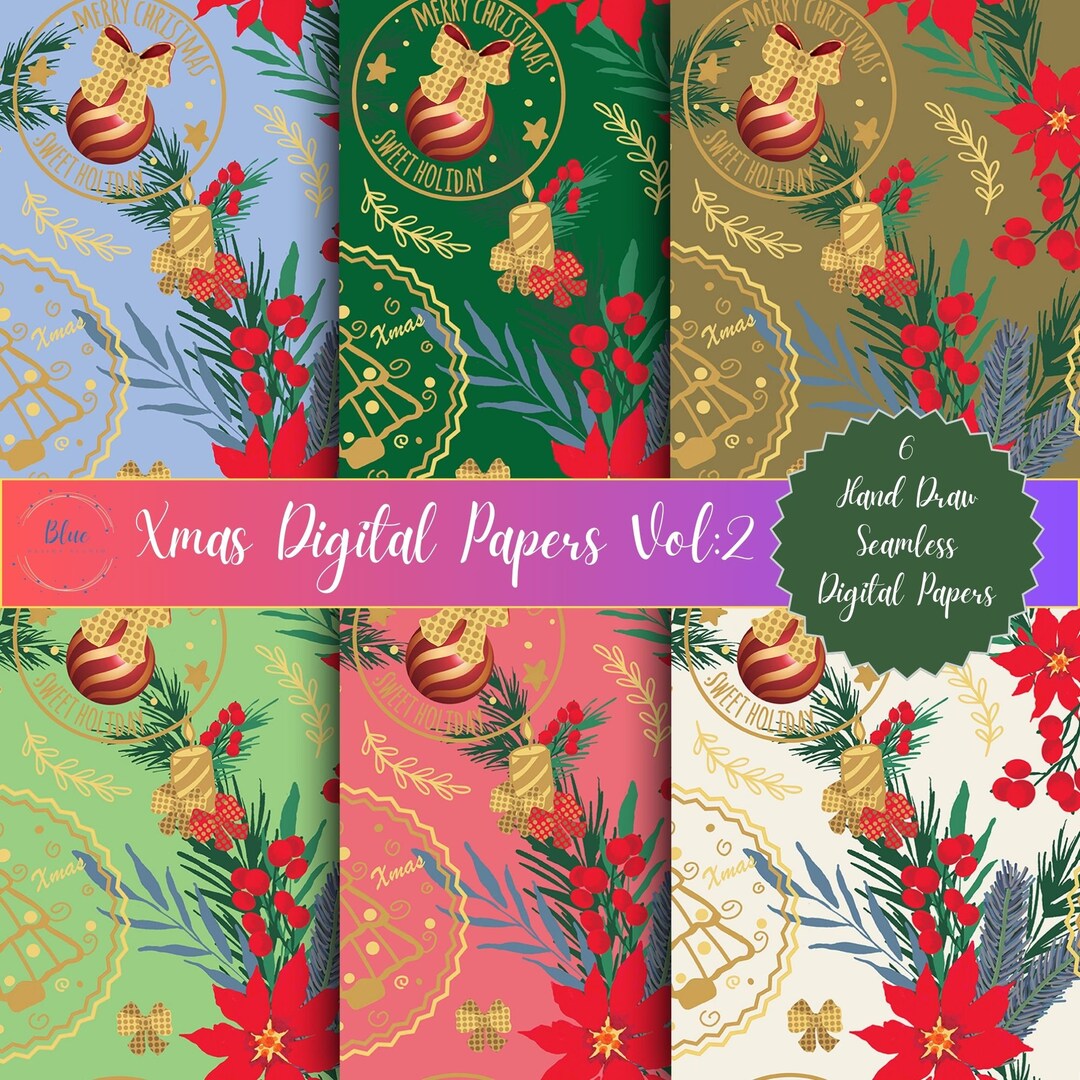 Christmas Digital Paper Christmas Backgrounds Gift Papers - Etsy