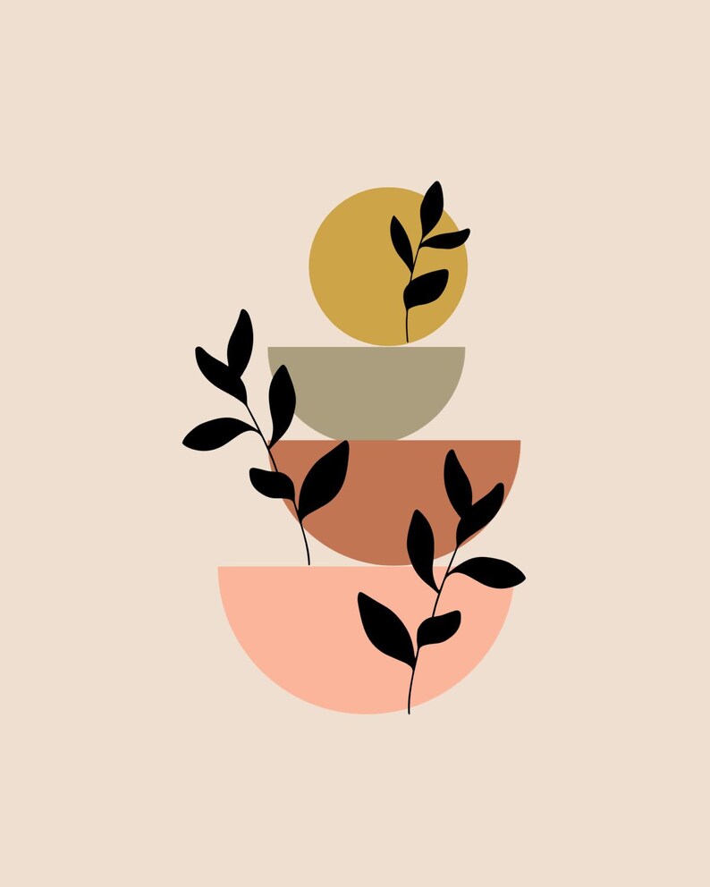 Leaf Abstract Pot Printable Wall Decor, Printable Wall Art, Vibrant ...