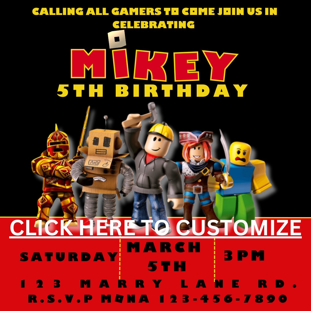 Roblox Birthday Invitation, Game Party, Roblox Invitation, Kids Roblox ...