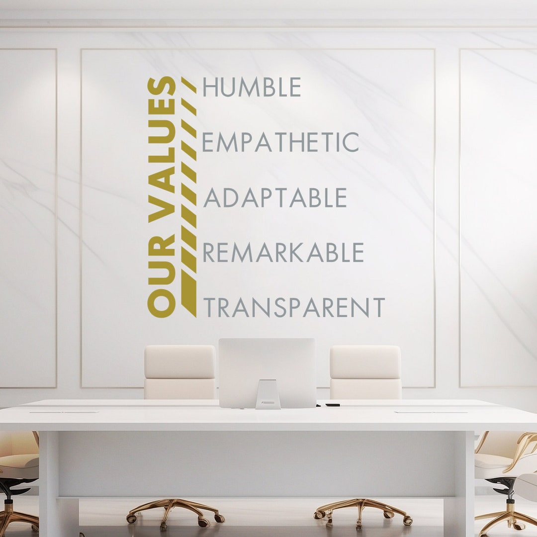 Our Values, LARGE Office Wall Graphic, Company Values, Values Wall Art ...