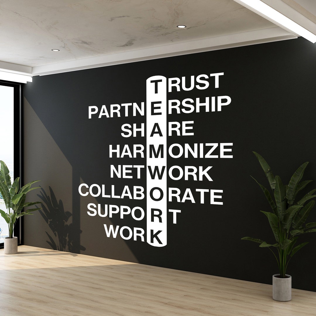 TEAMWORK Big Office Decal, Teamwork Crossword, Office Wall Art Decor ...