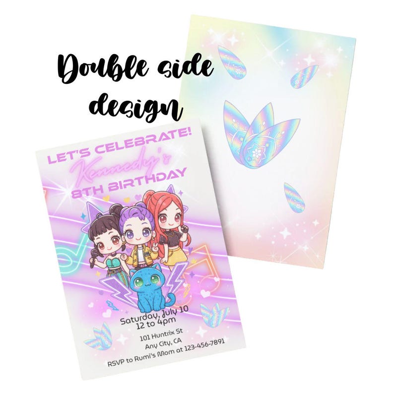 Editable Kpop Demon Hunters Birthday Invitation, Kpop Party Invite ...