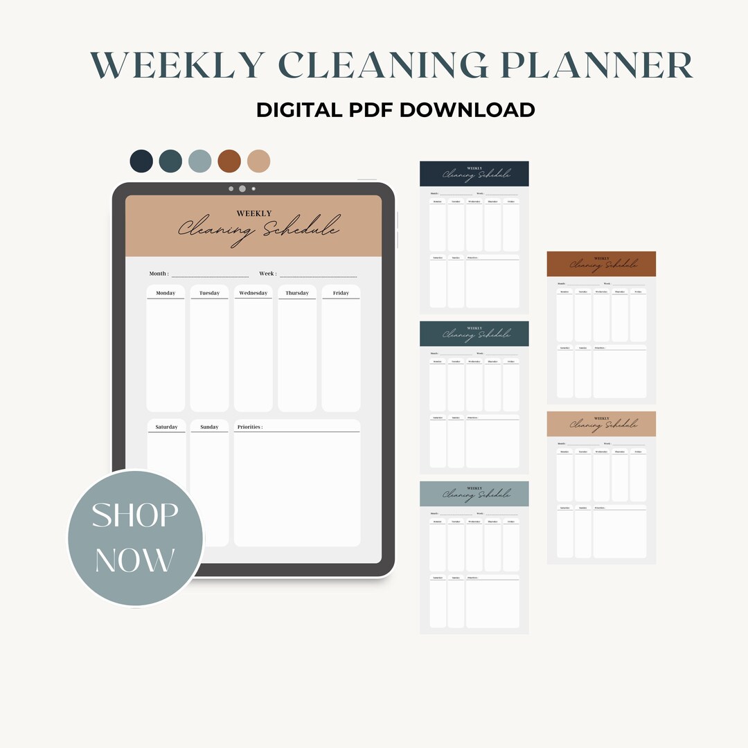 EDITABLE Digital Cleaning Checklist Schedule ADHD Planner House Family ...