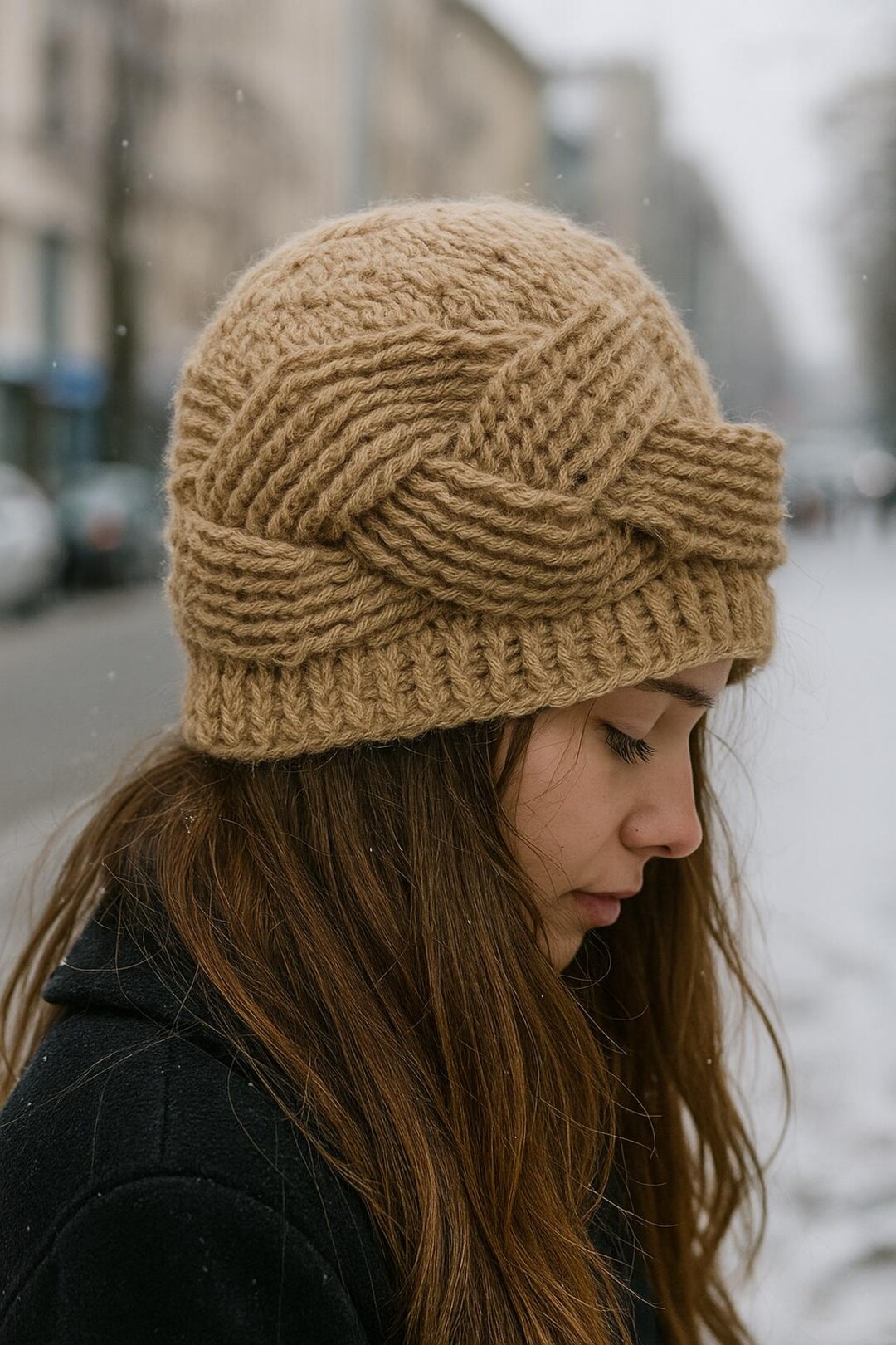 Crochet Beanie Pattern | Braided Cable Design, Easy Winter Hat (PDF ...