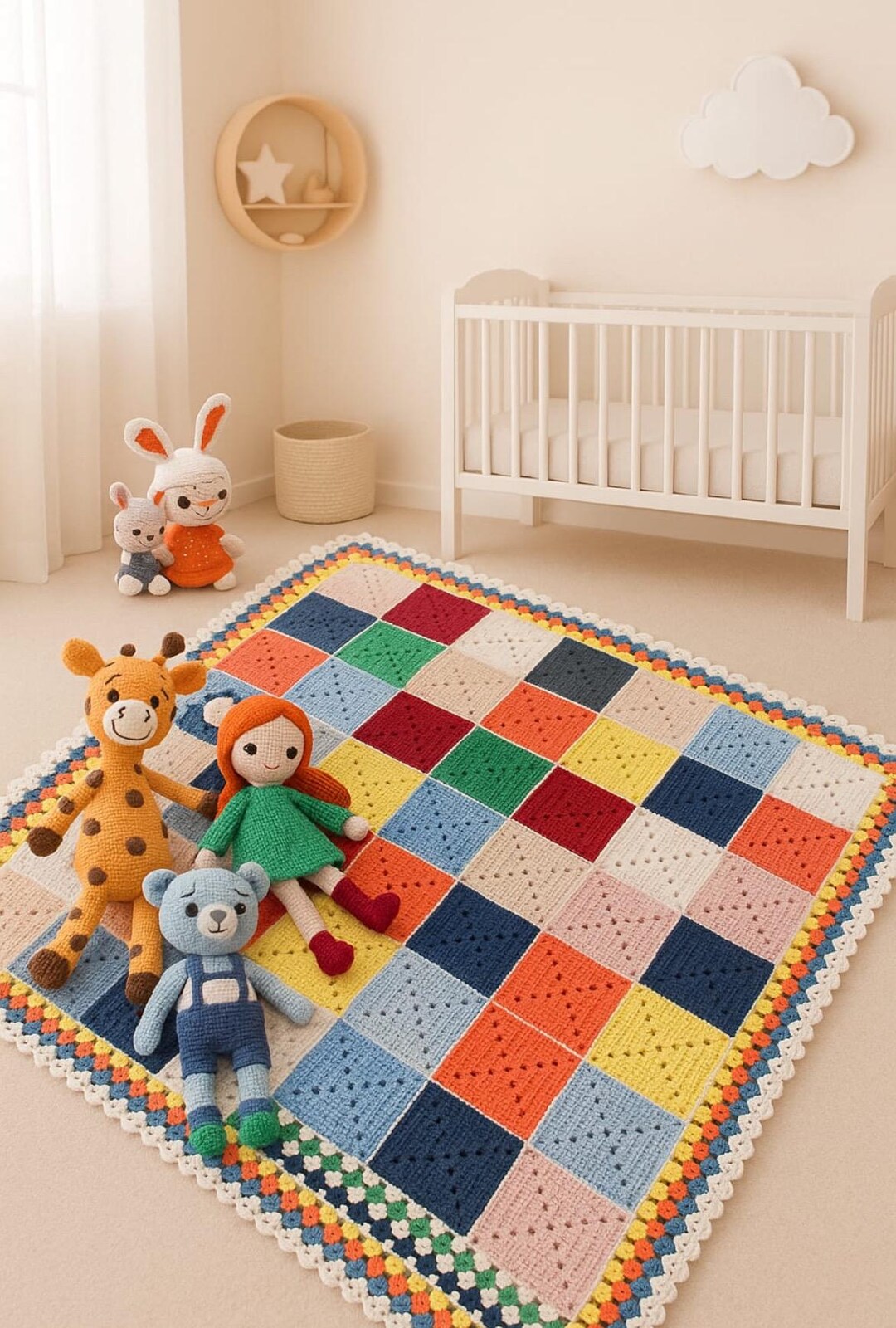 Granny Gingham Baby Blanket,picasso Blanket, Patchwork Knitted Blankets ...