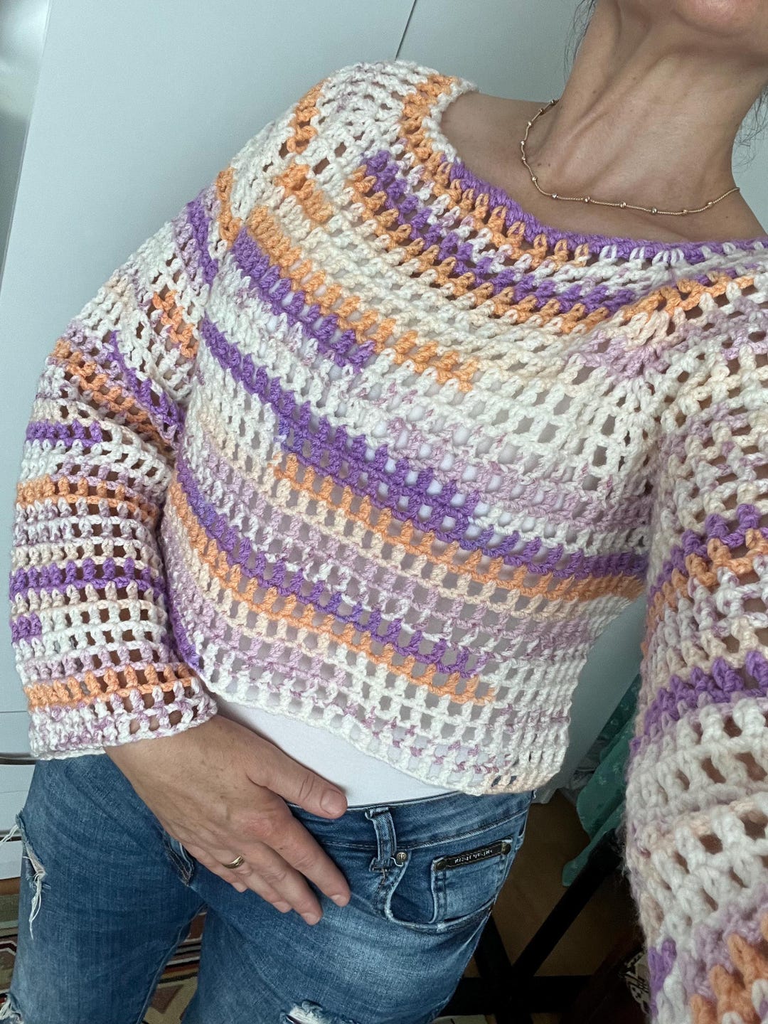 SML Fishnet Crochet Jumper,boho Crochet,colorful Sweater Mesh,gift for ...