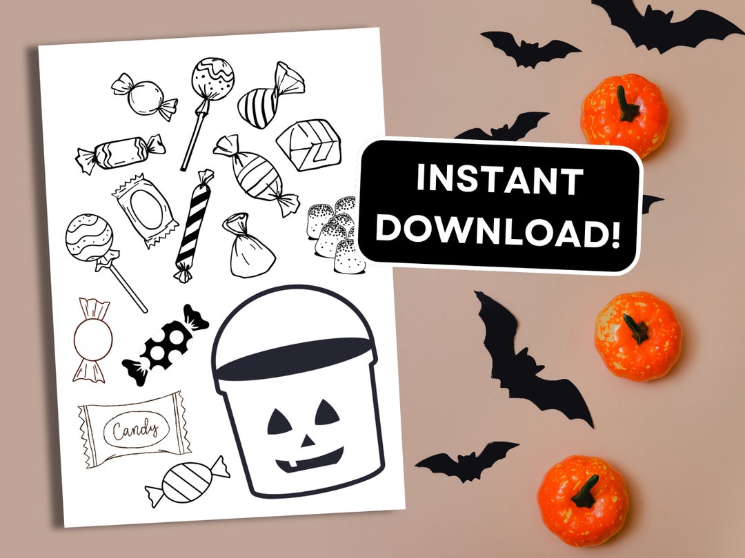 Trick or Treating Coloring Page, Halloween Coloring Sheet, Kid Friendly ...