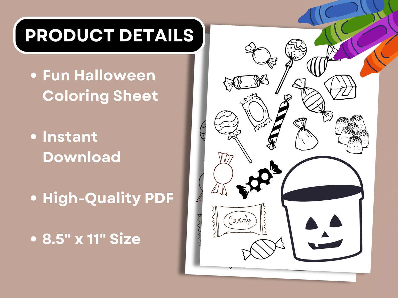 Trick or Treating Coloring Page, Halloween Coloring Sheet, Kid Friendly ...