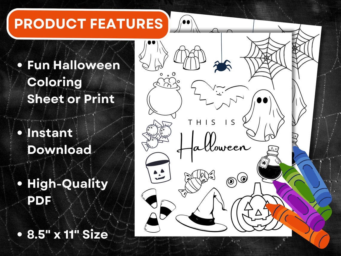 Halloween Coloring Sheet, Kids Halloween Coloring Sheet, Halloween ...