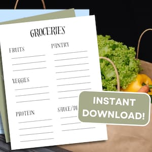 Grocery List Template, Grocery Lists, Editable Grocery List, Grocery ...