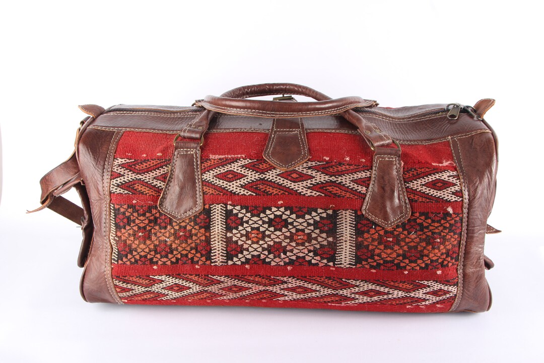 Moroccan Kilim Travel Bag, Boho Kilim Bag, Weekender Women Kilim Bags ...