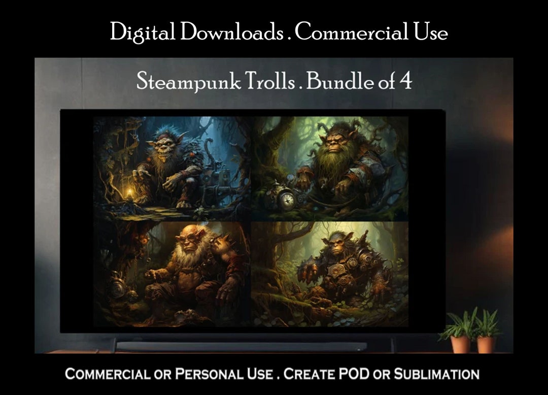 Steampunk Trolls Bundle of 4 Sci-fi Fantasy . Create POD - Etsy